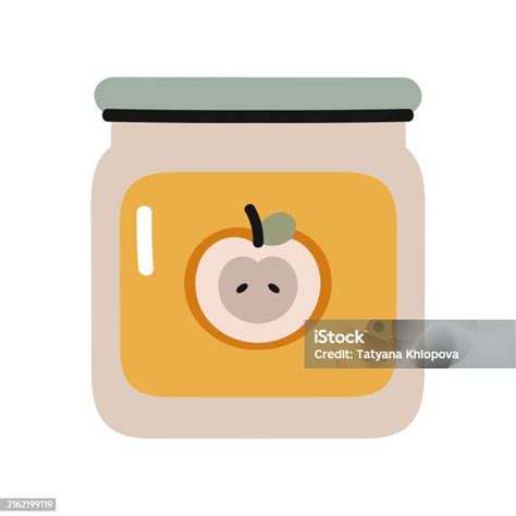 사과 잼의 유리 병 흰색 배경에 고립 된 평면 만화 벡터 그림 가을에 대한 스톡 벡터 아트 및 기타 이미지 가을 건강한 식생활 과일 Istock