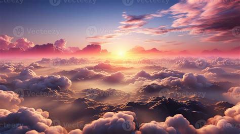 Ai Generated Ai Generative Sky Clouds Air Drone View Soft Pink Color Background Landscape