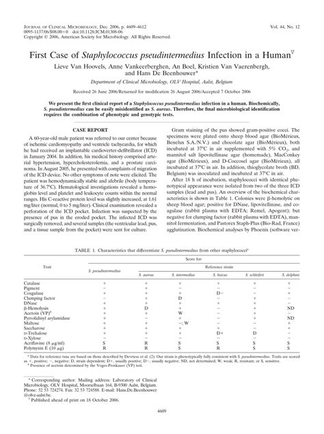 Pdf First Case Of Staphylococcus Pseudintermedius Infection In A Human
