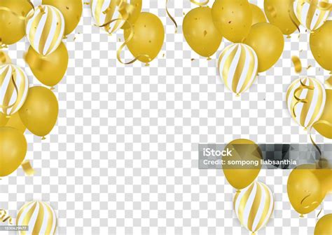 금 풍선 축제 색종이와 배경스트리머 벡터 일러스트레이션 0명에 대한 스톡 벡터 아트 및 기타 이미지 0명 개념 개념과 주제 Istock
