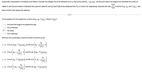 Solved A Geometric Interpretation Of Elasticity Is As