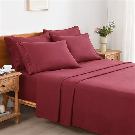 Marcielo Queen Size Soft Polyester Solid 6 Pieces Bed Sheets In The Bed