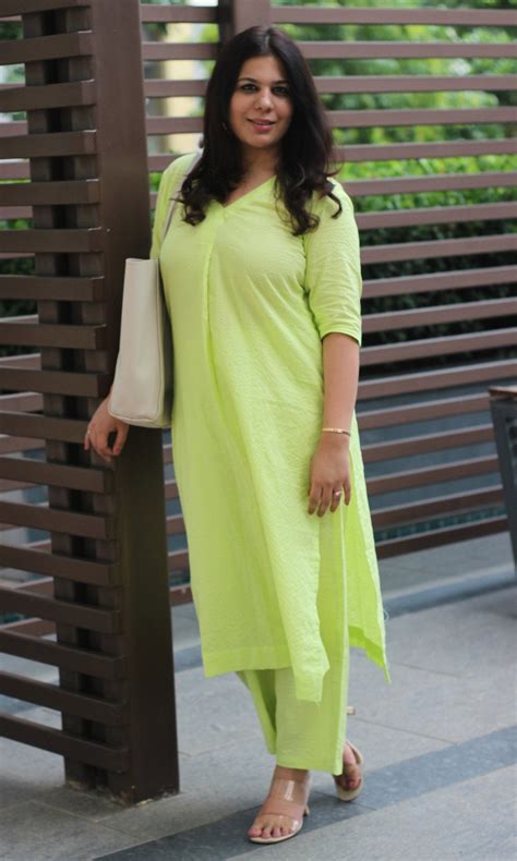 Cotton Kantha Lime Green Coord Set Baareeki