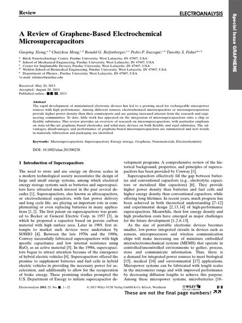 A Review Of Graphene Based Electrochemical Microsupercapacitors Pdf