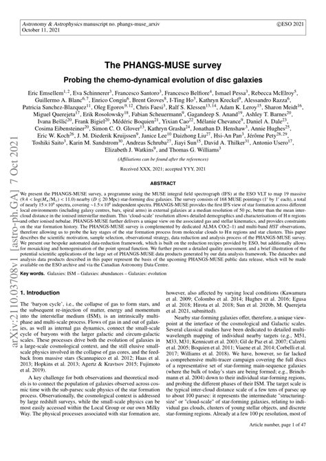 Pdf The Phangs Muse Survey Probing The Chemo Dynamical Evolution