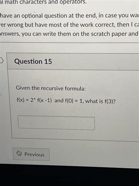 solved question 15given the recursive formula f x 2 f x 1