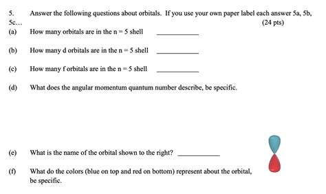 Solved 5 Answer The Following Questions About Orbitals If