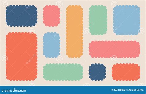 Frames Scalloped Vector Corrugated Grid Rectangle Shapes Set 377868100