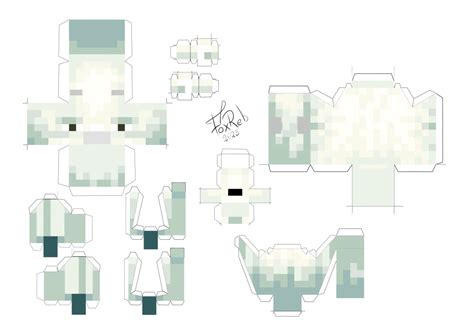 Pixel Papercraft Arctic Fox Is Sitting