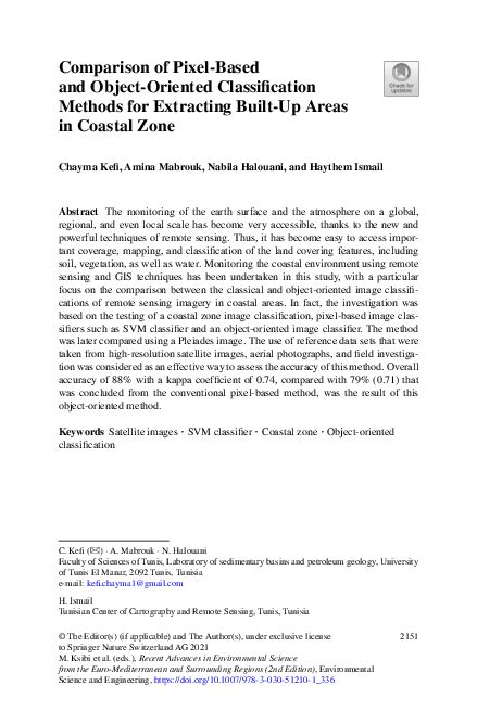 Pdf Comparison Of Pixel Based And Object Oriented Classification Methods For Extracting Built