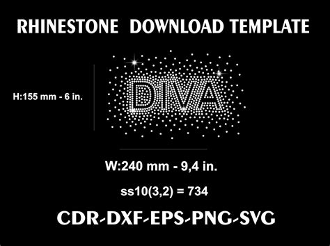 Diva Rhinestone Template Diva Pattern Diva Digital Download Svg Png