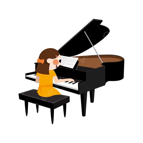 피아노 Png 소재를 연주하는 아름다운 손으로 그린 소녀 피아노를 치는 소녀 무료 자료 미니멀리즘 Png 일러스트 및