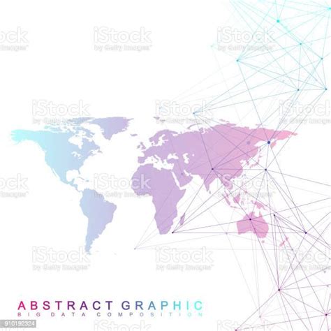 큰 데이터 복잡 한 세계 세계입니다 추상적인 배경 그래픽 통신입니다 깊이의 관점 배경 막입니다 화합물과 가상 최소한의 배열입니다 디지털 데이터 시각화입니다 벡터 일러스트
