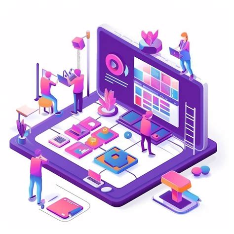 Ui And Ux Designer Isometric Composition Premium Ai Generated Image