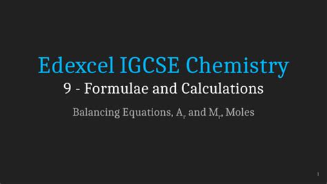 Edexcel Igcse Chemistry Lesson 9 Formulae And Calculations Teaching Resources