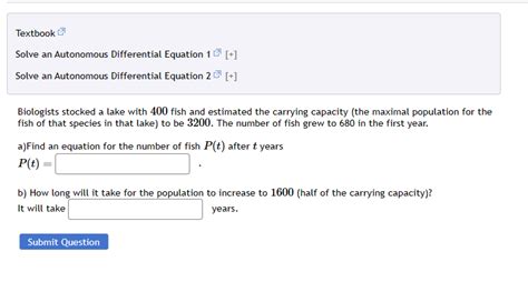 Solved Textbook Solve An Autonomous Differential Equation