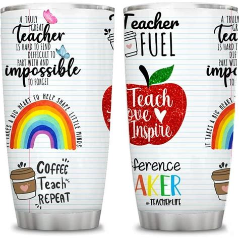 Rainbow Glitter Teacher T 20 Oz Insulated Tumblers With Lid