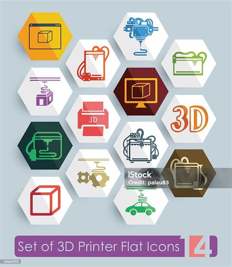 세트마다 3 D 프린터 아이콘 0명에 대한 스톡 벡터 아트 및 기타 이미지 0명 3차원 형태 기계류 Istock
