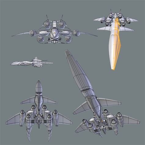 Blender 科幻战斗攻击机3d模型素材资源免费下载 Blender3d模型库