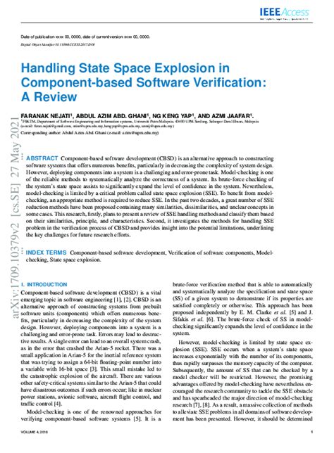 pdf ju l 2 01 7 handling state space explosion in component based systems a review
