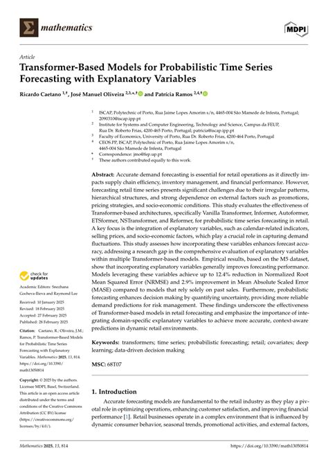 Pdf Transformer Based Models For Probabilistic Time Series