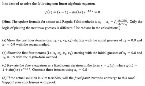 It Is Desired To Solve The Following Non Linear Chegg Com