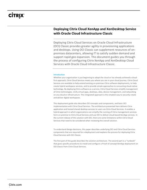 Deploying Citrix Cloud Xenapp And Xendesktop Service With Oracle Cloud