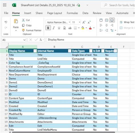 Get Sharepoint List Column Details Using Power Automate