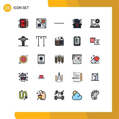 Stock Vector Icon Pack Of 25 Line Signs And Symbols For Programming Develop Subtract Coding