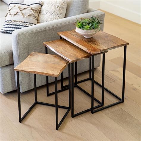 Live Edge Wood Nesting Tables Urban Design Modern Nest Of 3 Firewood