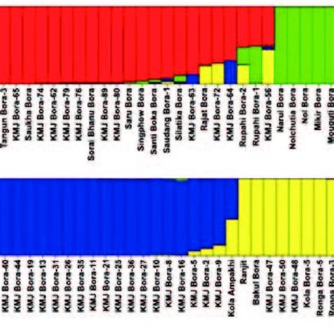 Bar Plot Showing Genetic Diversity For 100 Genotypes Using The Program