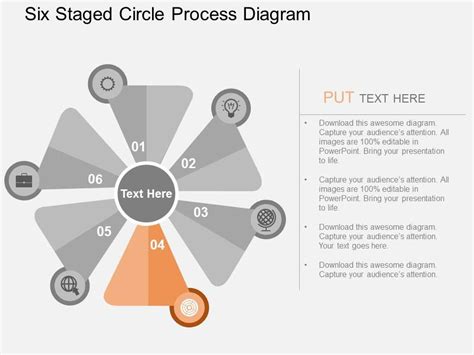 Six Staged Circle Process Diagram Flat Powerpoint Design PowerPoint Slides Diagrams Themes
