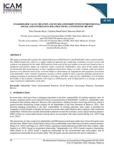 Pdf Stakeholder Value Creation And Its Relationships With Environmental Social And Governance