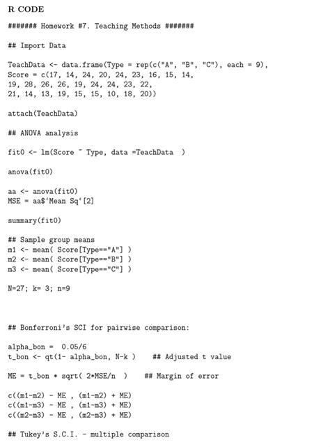 Solved R CODE Homework Teaching Methods Chegg
