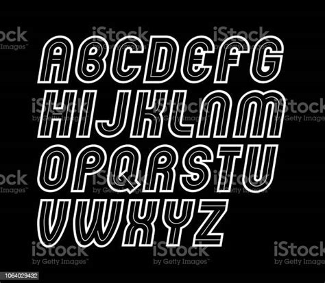 대담한 벡터 둥근 복고풍 대문자 영어 알파벳 편지 모음 포스터 예술 창조에 사용할 수 있습니다 0명에 대한 스톡 벡터 아트 및 기타 이미지 Istock