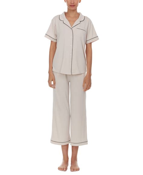Flora By Flora Nikrooz Womens Annie Notch Top And Capri Pajama 2 Piece