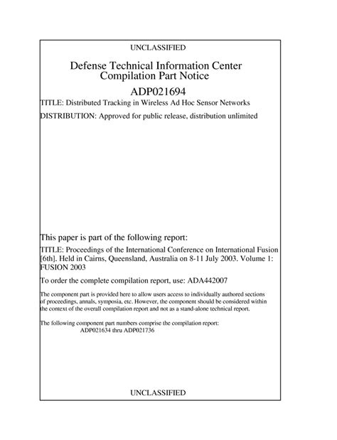 pdf distributed tracking in wireless ad hoc sensor networks