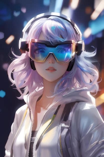 Premium Ai Image Anime Girl Wearing Virtual Reality Glasses Anime
