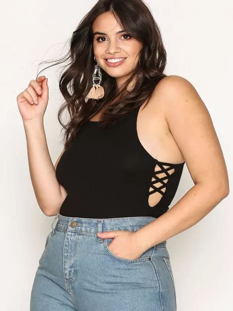 Buy New Look Lattice Side Bodysuit Black