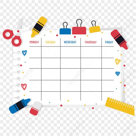 귀여운 학교 교육 시간표 노트 일러스트 메모 책 편지스크랩북코스 일정 Png 일러스트 무료 다운로드 Lovepik