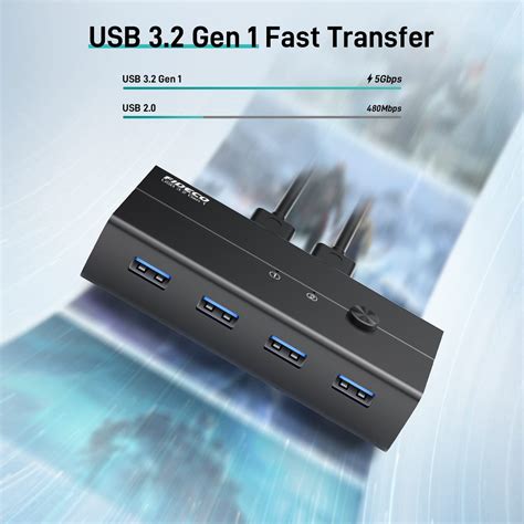 Snapklik Com USB 3 2 Gen 1 KM Switch Selector USB Switch Hub For 2 Computers To Share Mouse