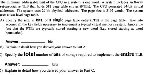 Solved The Minimum Addressable Unit Of The CPU In A System Chegg Com