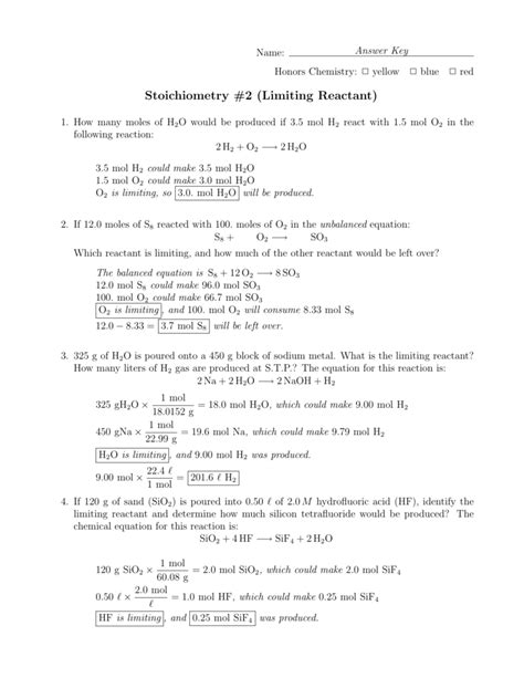 stoichiometry 2 limiting reactant