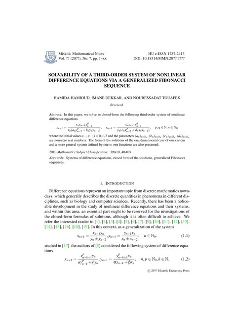 Pdf Solvability Of A Third Order System Of Nonlinear Difference Equations Via A Generalized