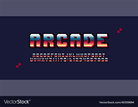 Retro Futuristic Latin Arcade Pixel Font From Vector Image