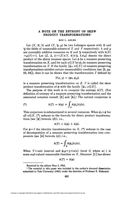 Pdf A Note On The Entropy Of Skew Product Transformations