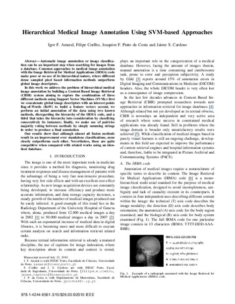 Pdf Hierarchical Medical Image Annotation Using Svm Based Approaches