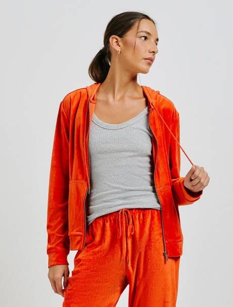 Campera De Plush Con Bolsillos Naranja — Hering