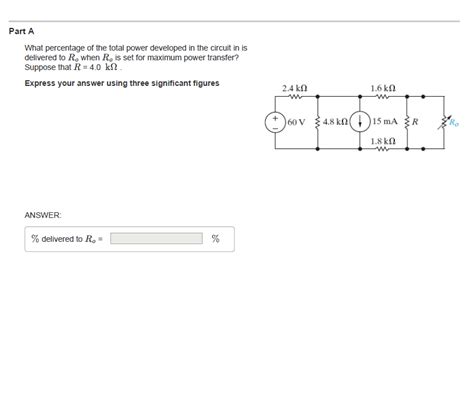 Solved Part A What Percentage Of The Total Power Developed Chegg Com