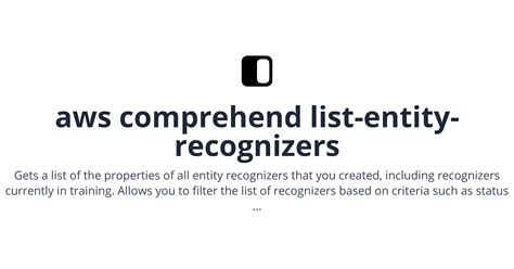 Aws Comprehend List Entity Recognizers Fig
